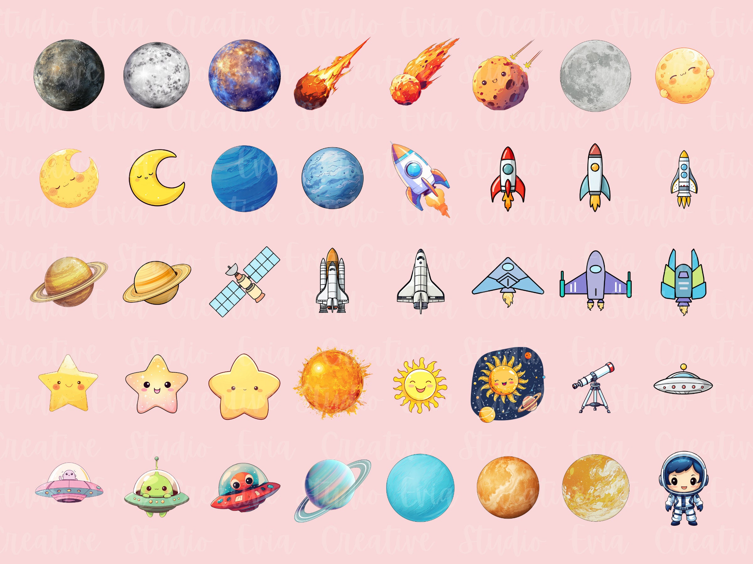 Kawaii Space Clipart 80 Space Adventure Graphics Space Odyssey Solar ...