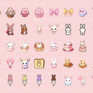 Kawaii Easter Clipart | 80 Bunny Easter Graphics | Cute Easter Eggs ...