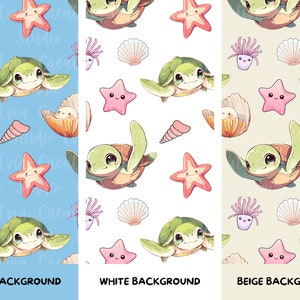 Under the Sea Patterns | 90 Sea Animals Seamless Patterns | Kawaii ...