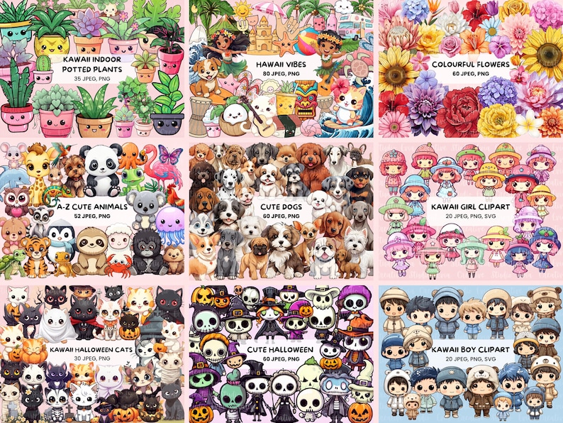 Kawaii Clipart Bundle for Etsy & Print-on-demand Sellers, 2000+ Cute ...