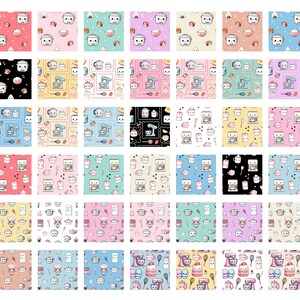 Kawaii Kitchen Patterns | 100 Kitchen Seamless Patterns | Cute Kitchen ...