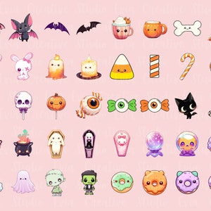 Kawaii Halloween Clipart | 100 Cute Halloween Graphics | Scary Monster ...