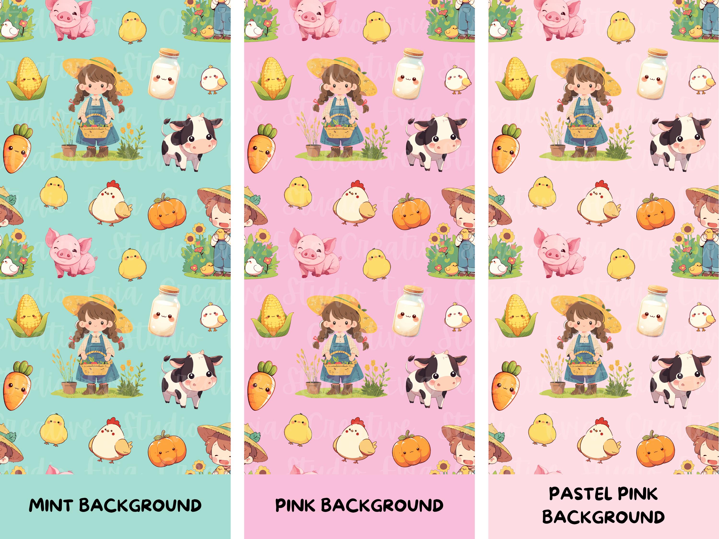 Farm Life Patterns | 100 Farming Life Seamless Patterns | Kawaii Farm ...