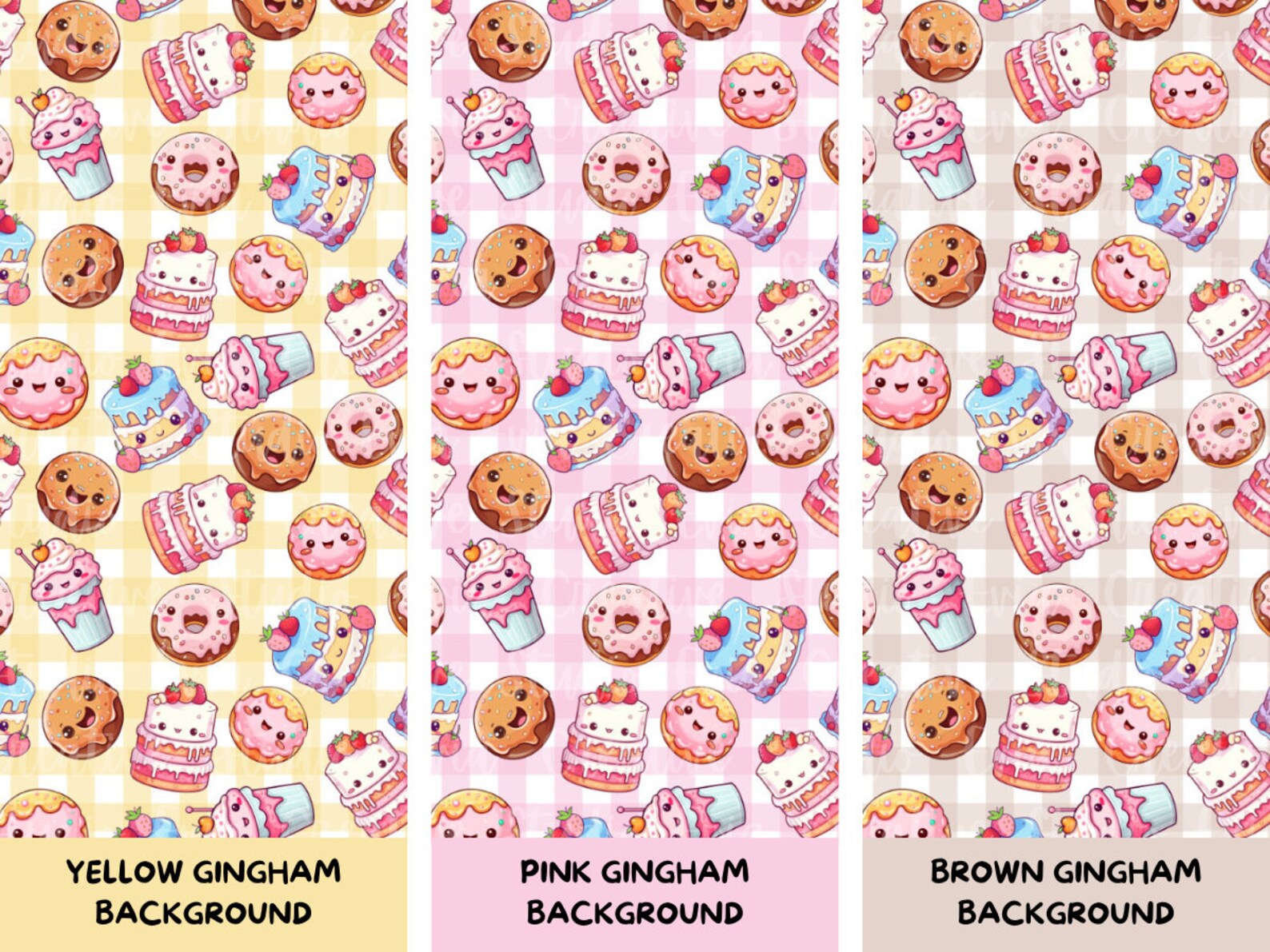 Kawaii Sweet Food Patterns 40 Cute Seamless Digital Patterns Digital ...