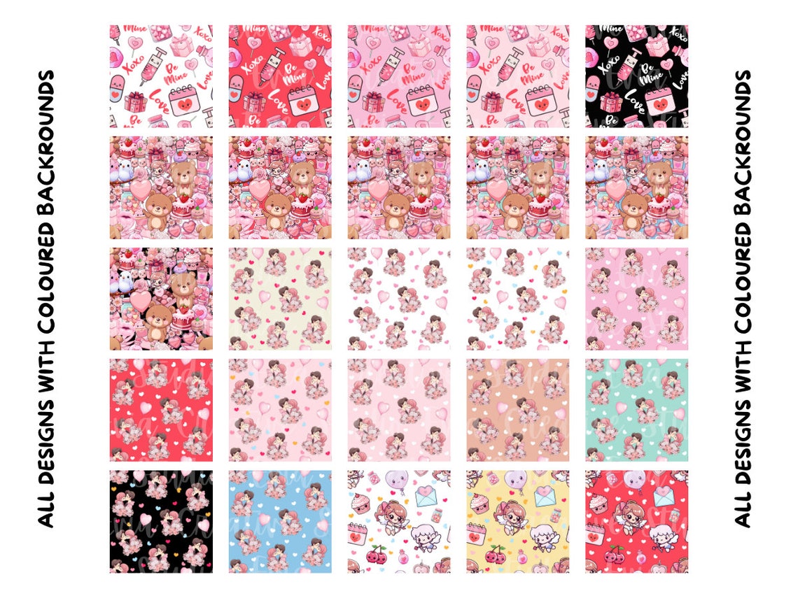 Kawaii Valentine Patterns 50 Seamless Valentine Patterns Cute Kawaii ...