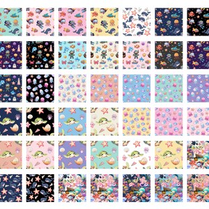 Under the Sea Patterns | 90 Sea Animals Seamless Patterns | Kawaii ...