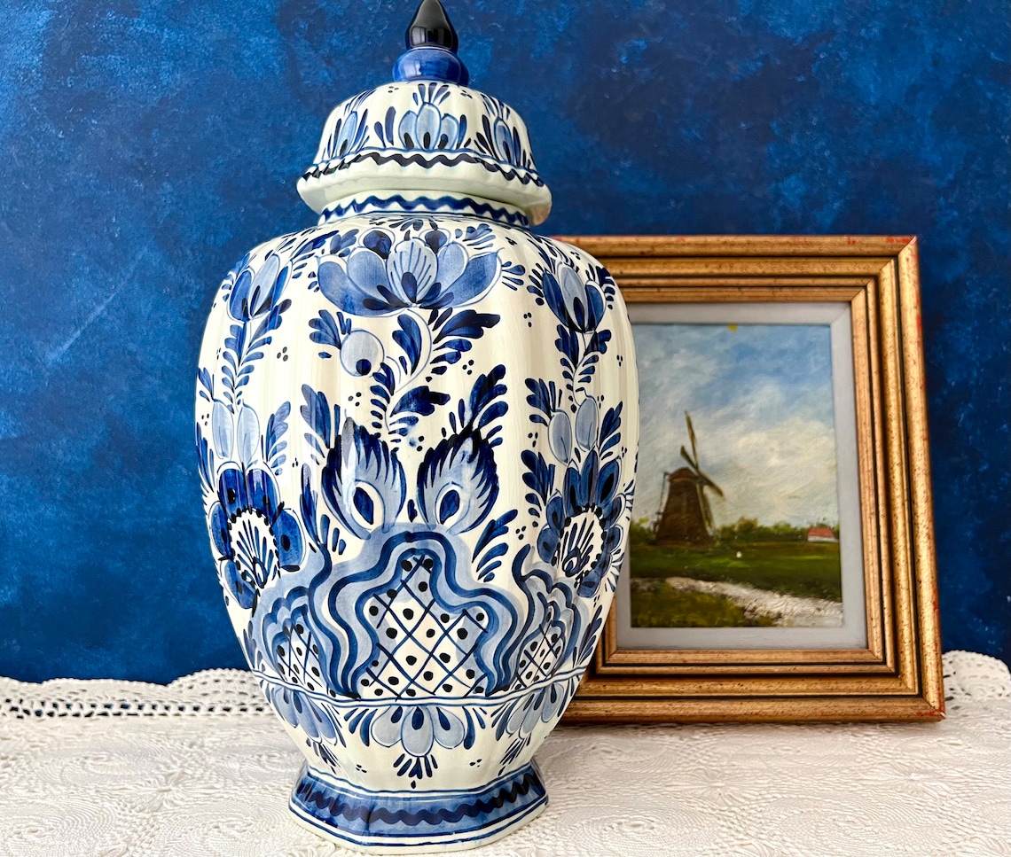 Delft Vase / Delft Ginger Jar / Delft Urn / Hand Painted / Hand Crafted ...