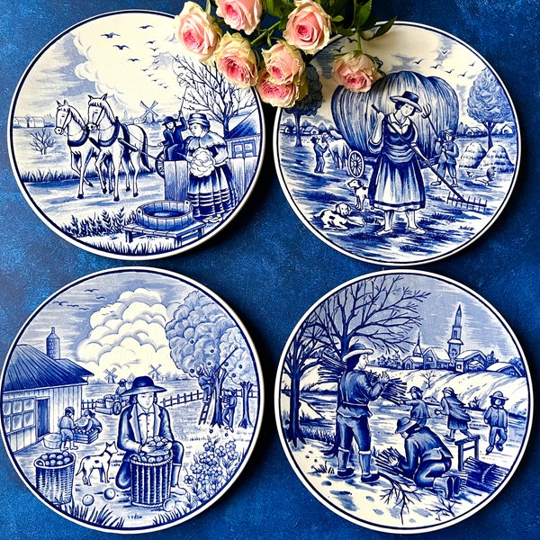 Delft Four Seasons Plates - Etsy