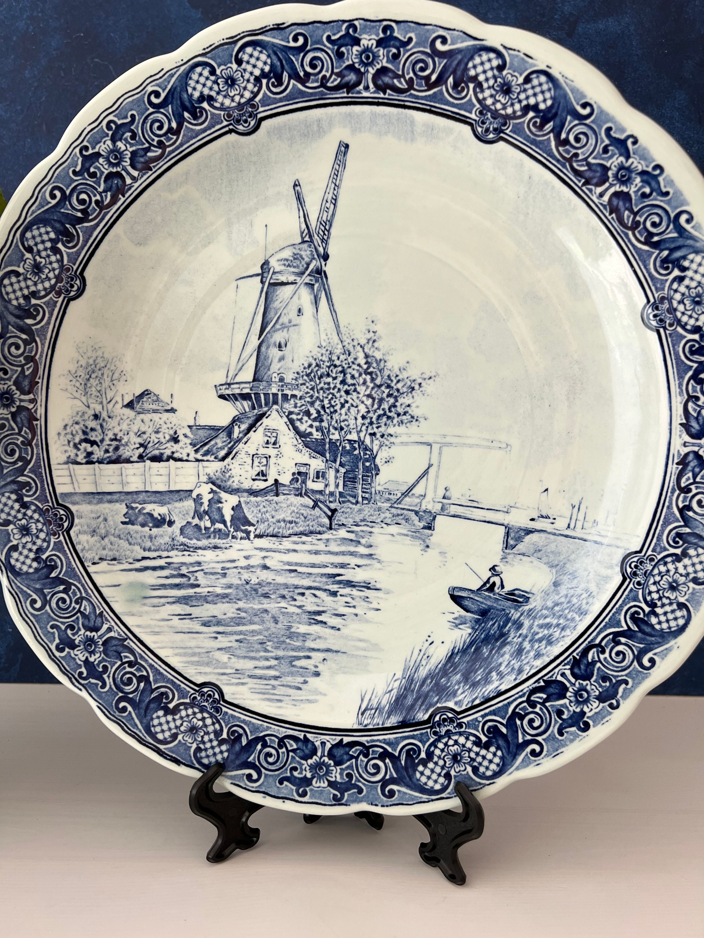 Large Delft Wall Plate / Delft Blue Plate / With Iconic Dutch Landscape ...