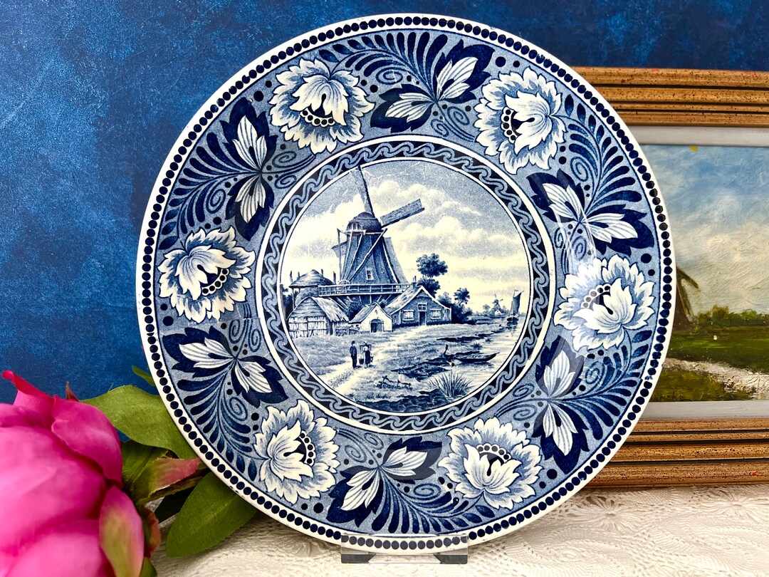 Beautiful Vintage Delft Blue Wall Plate, With Mill and Iconic Dutch ...