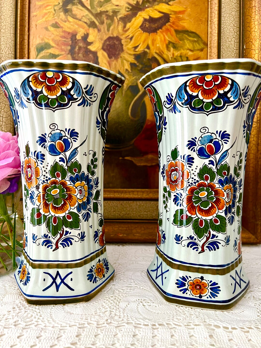 Vintage Delft Vases / Set Delft Polychrome Vases / Iconic Delft Vases ...