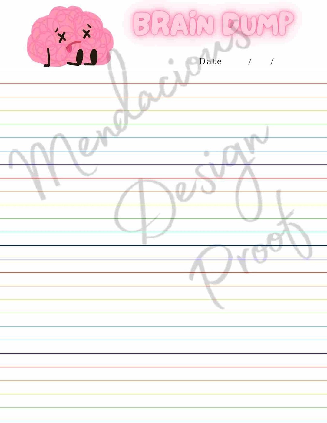 Rainbow Brain Dump Planner, Printable, PDF, for ADHD, Autism and ...