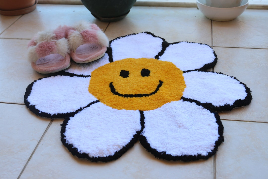 Daisy Flower Tufted Rug for Living Room, Kitchen, Bathroom and Bedroom ...