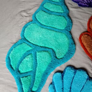 Sea Shell Tufted Rug for Living Room Bedroom Beach House Decor Carpet ...