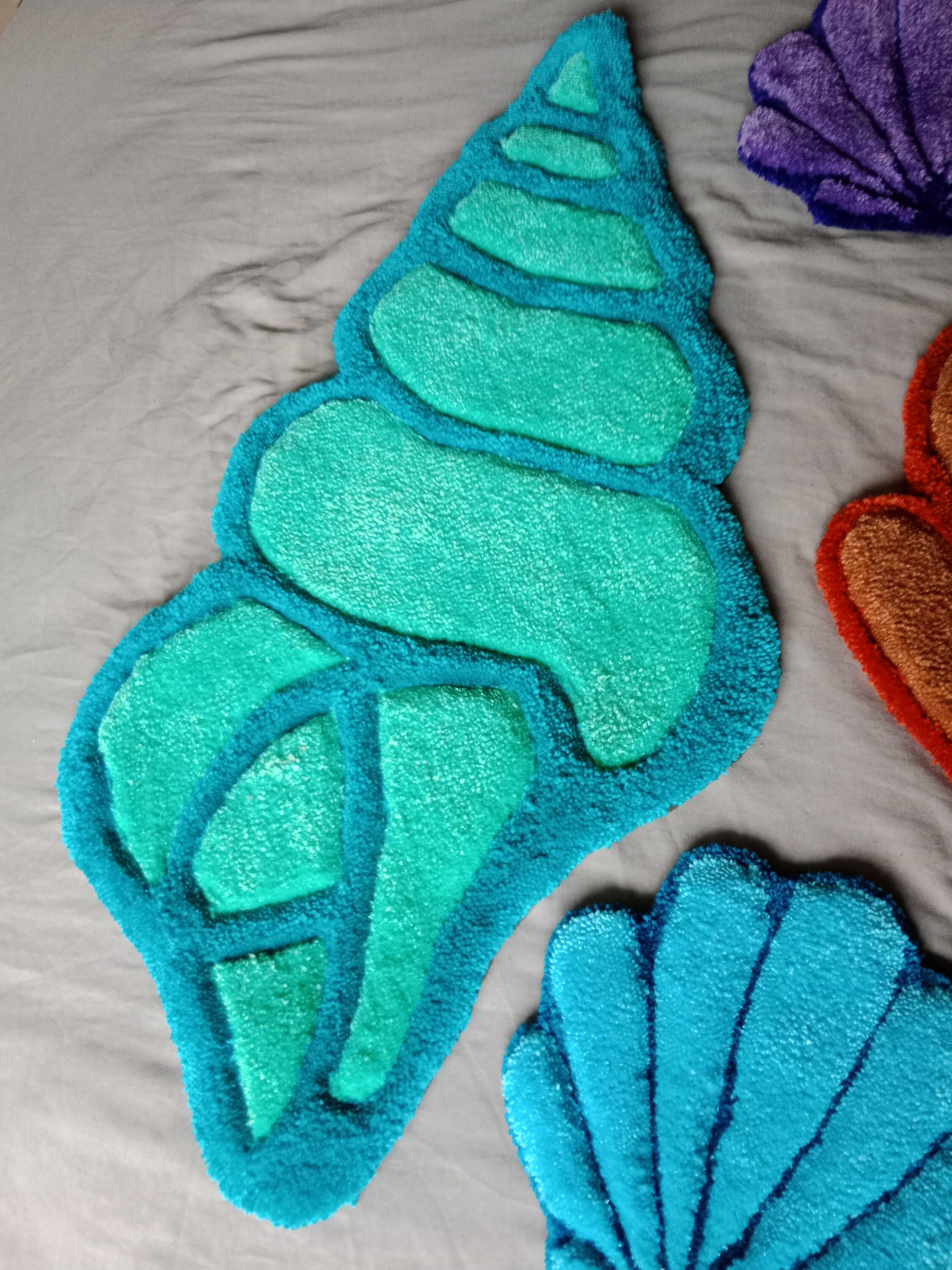 Sea Shell Tufted Rug for Living Room Bedroom Beach House Decor Carpet ...