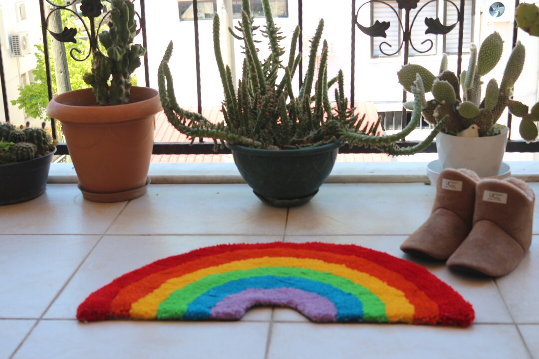 Rainbow Tufted Rug for Living Room Kids - Etsy