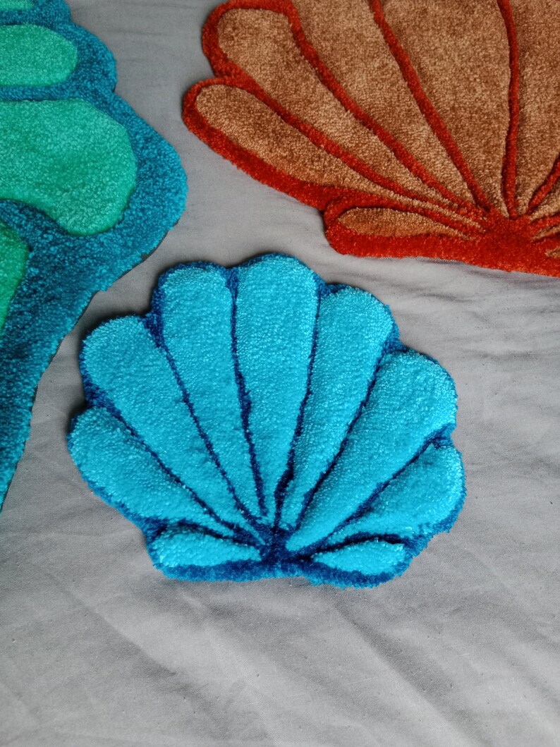 Sea Shell Tufted Rug for Living Room Bedroom Beach House Decor Carpet ...