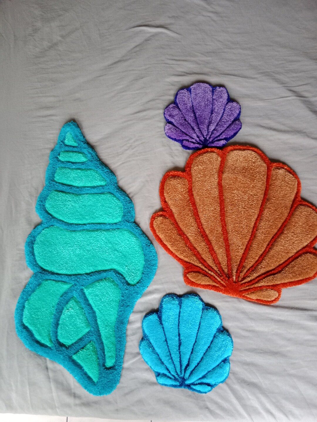 Sea Shell Tufted Rug for Living Room Bedroom Beach House Decor Carpet ...