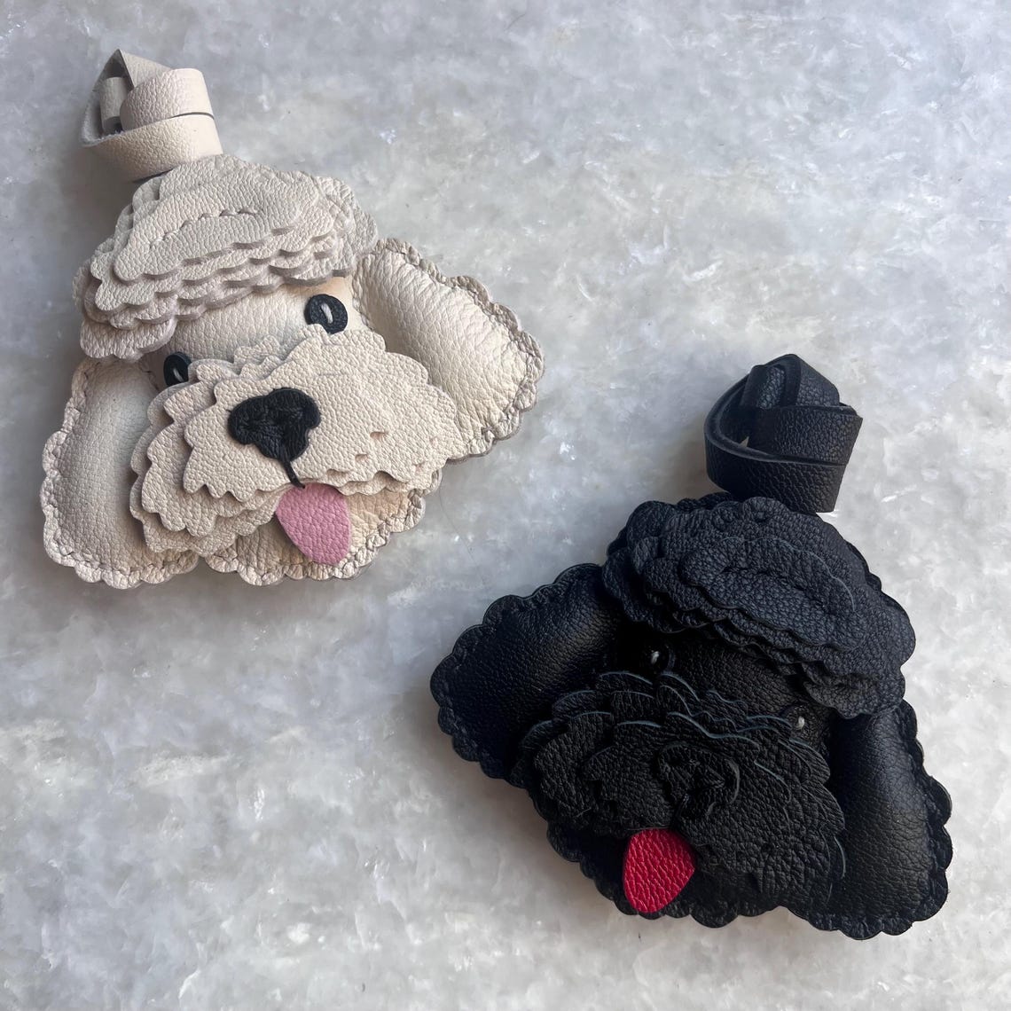 Poodle Bag Charm Leather Handmade Bag Charm Cute Leather Key Chain Bag ...