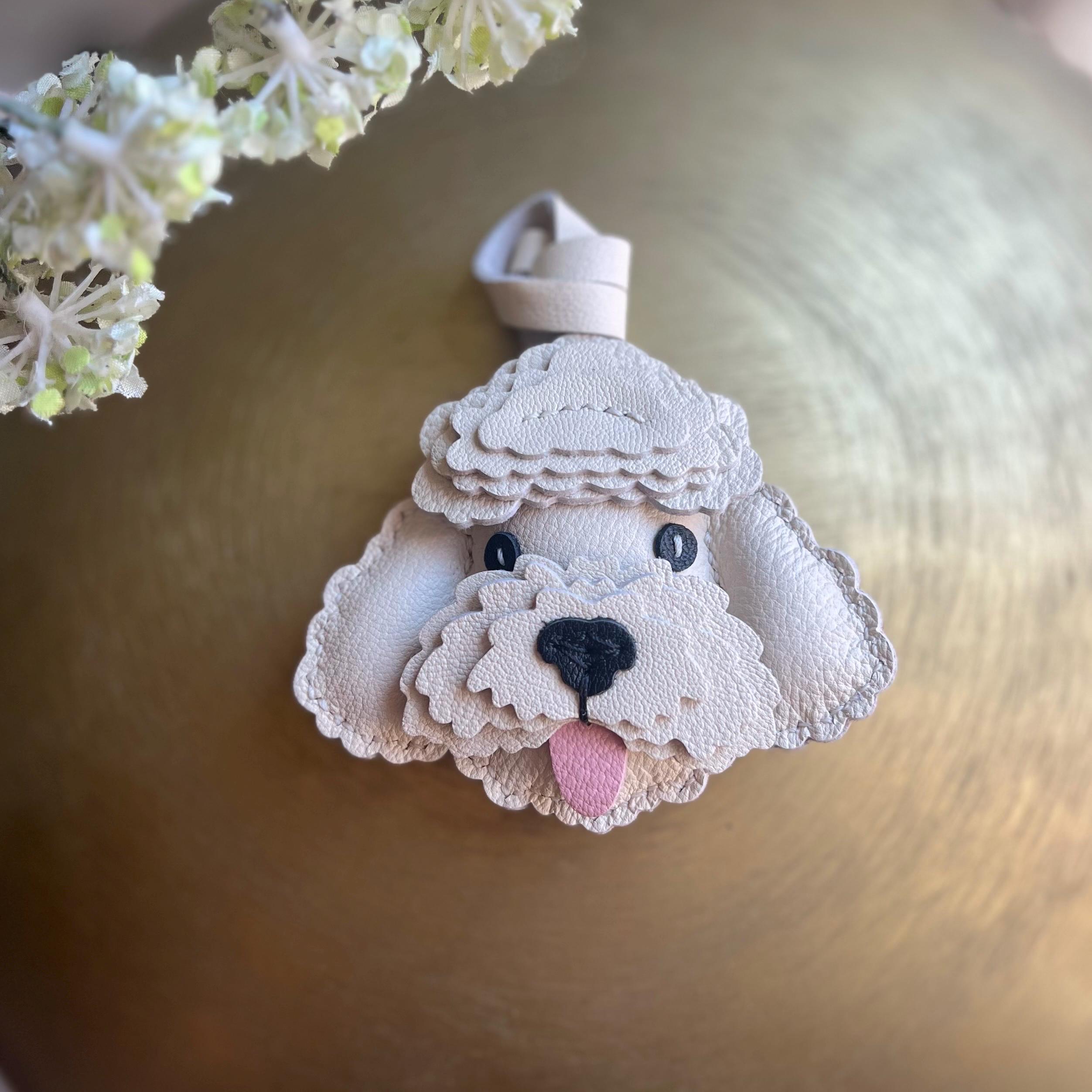 Poodle Bag Charm Leather Handmade Bag Charm Cute Leather Key Chain Bag ...