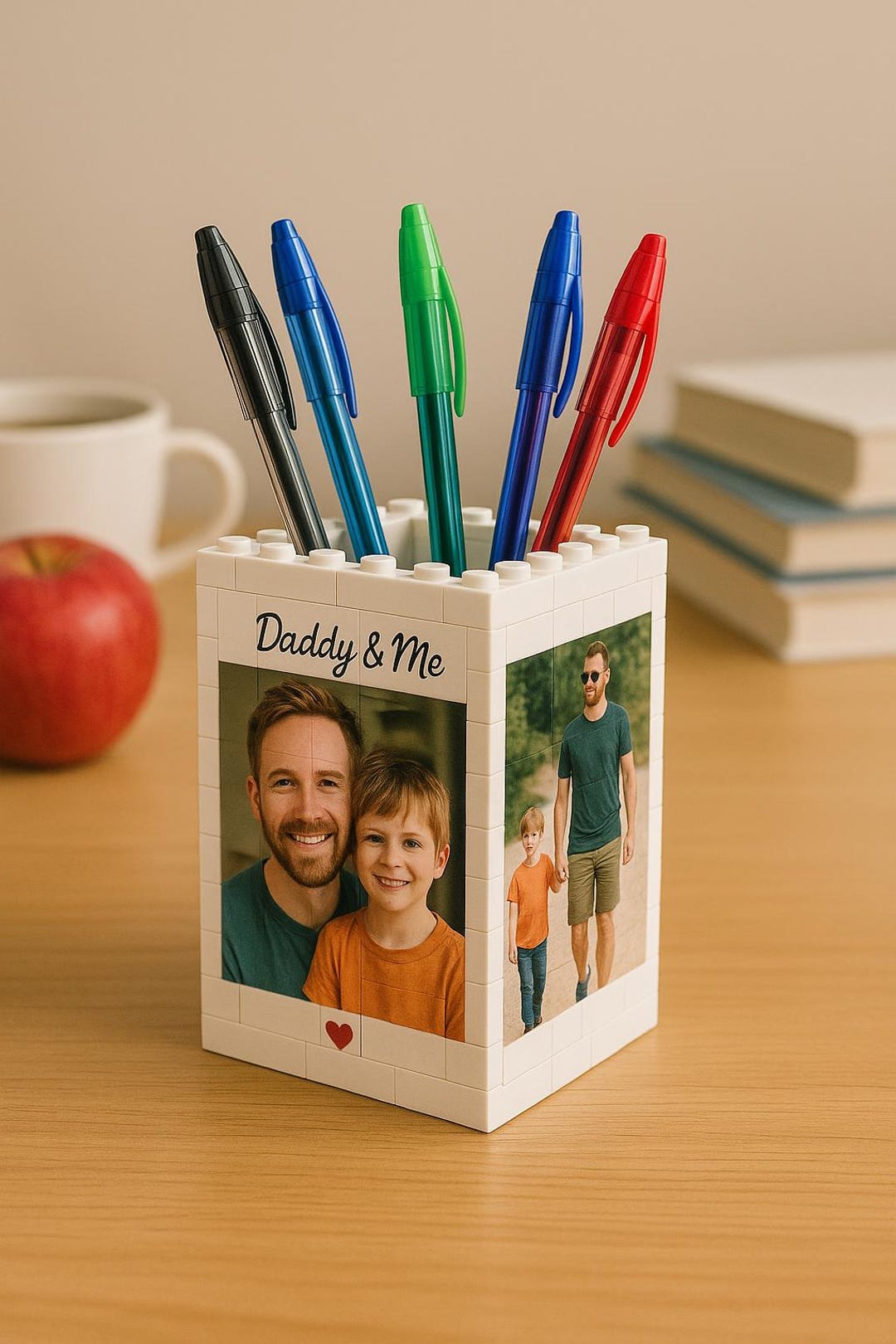 Custom Father’s Day Pencil Pot – Brick-inspired Organizer, Gift for Dad ...