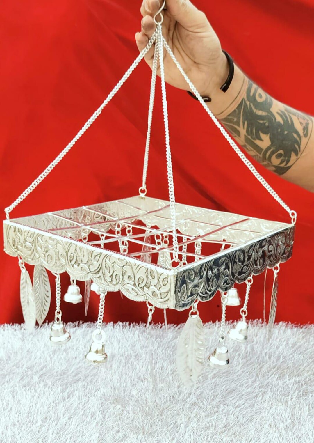 1010inch German Silver Heavy Gauge Antique Palavelli With Hanging Leaf ...