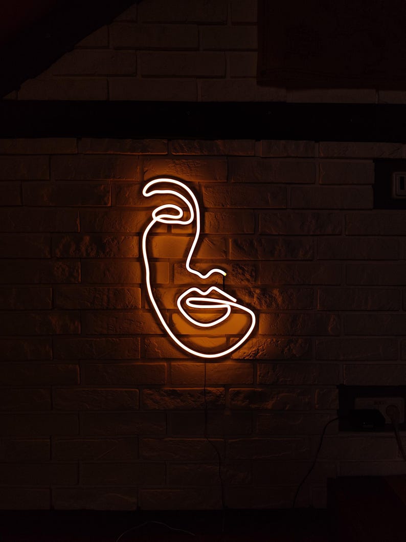 Aesthetic Light up Sign, LED Neon Face, Modern Bedroom Wall Decor ...