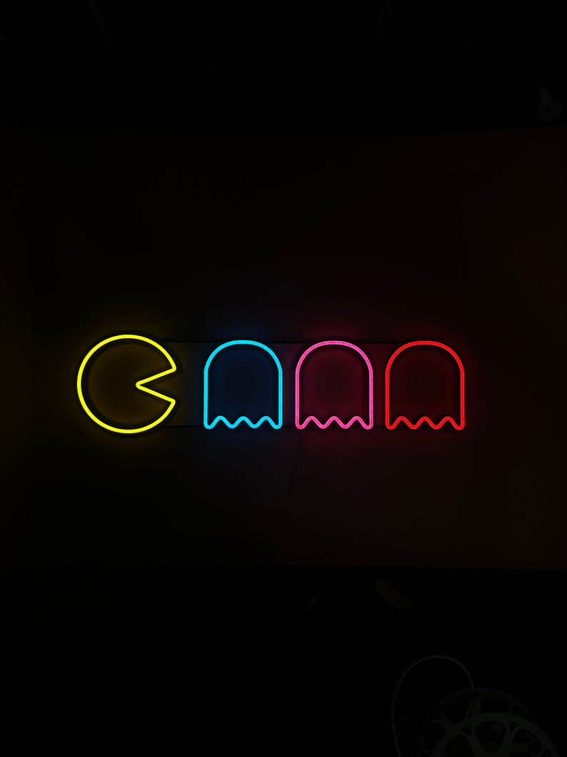 Pac Man Neon LED Sign Retro Game Wall Art Custom LED Sign Gamer Room ...