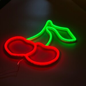 Cherry Neon Sign | Aesthetic Wall Art Decor | Custom Led Light Signage ...