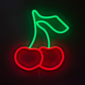 Cherry Neon Sign | Aesthetic Wall Art Decor | Custom Led Light Signage ...