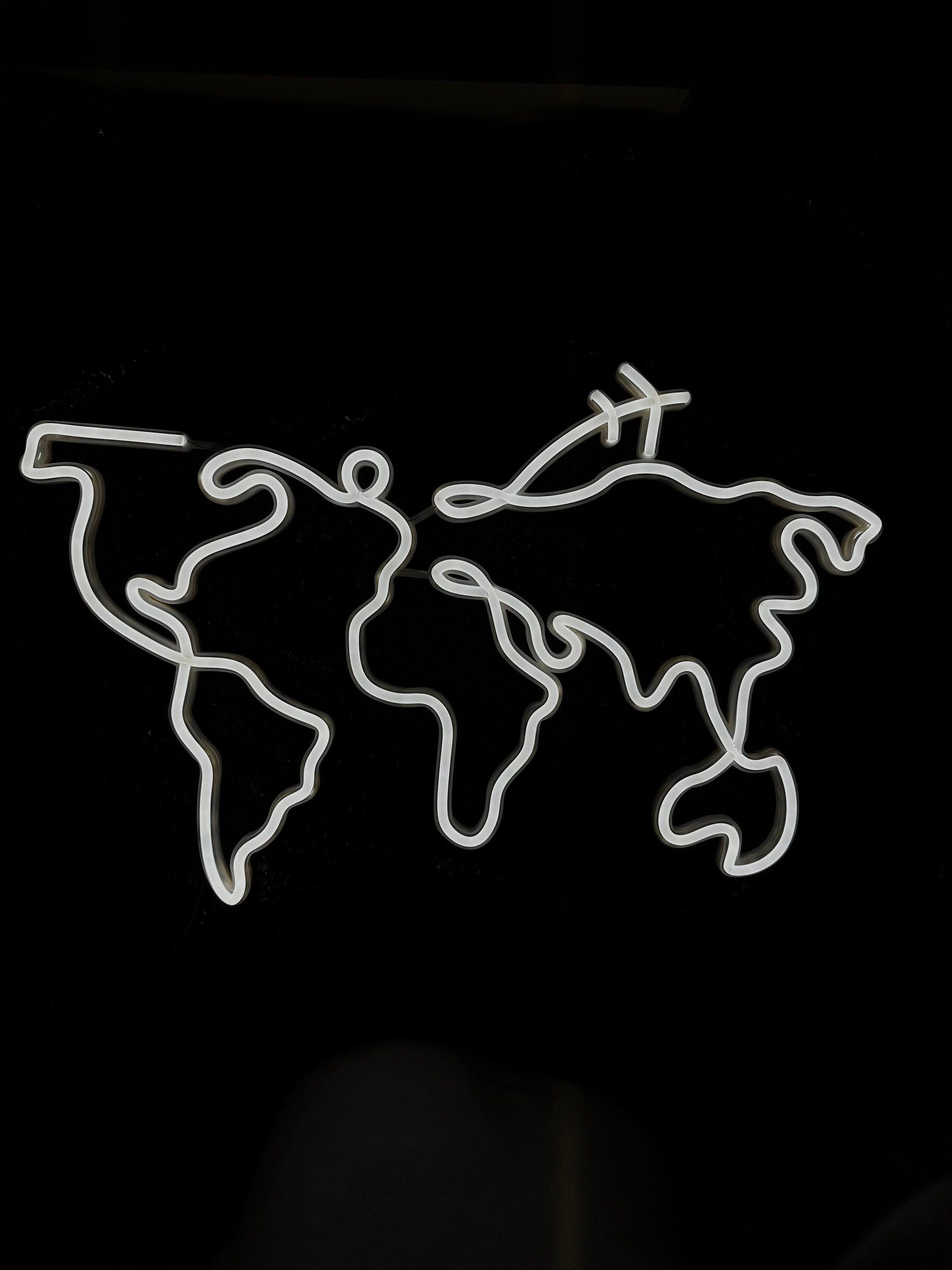 World Map Neon LED Sign Travel Wall Art Decor Custom LED Sign for Home ...