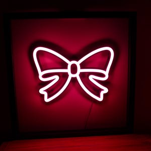 Modern Aesthetic Light up Sign, LED Neon Ribbon Bow Wall Decor Art ...
