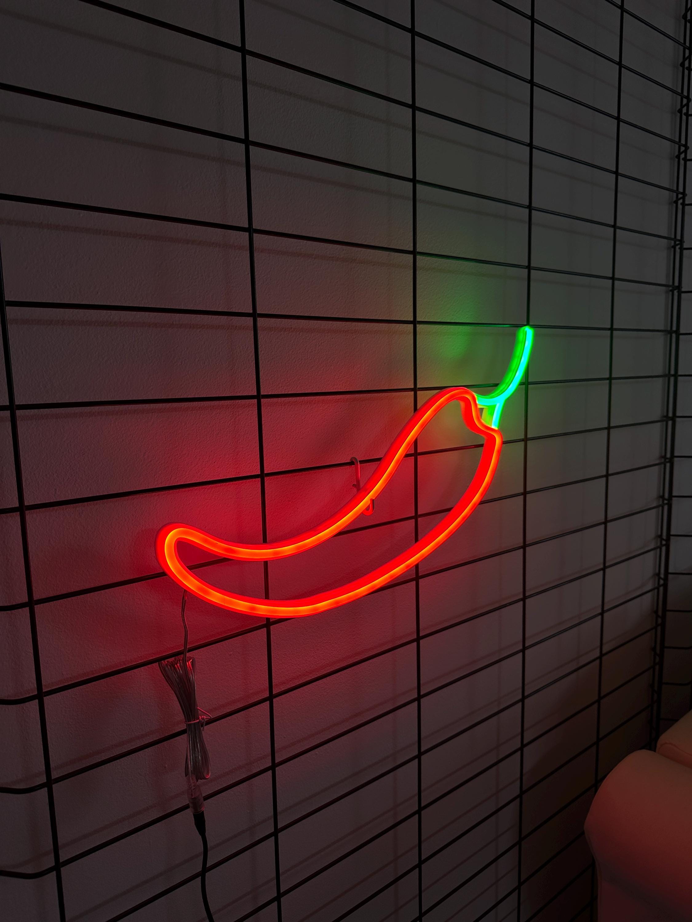Neon Sign Wall Hang, Spicy Red Pepper Chilli Light, Kitchen Art Decor ...