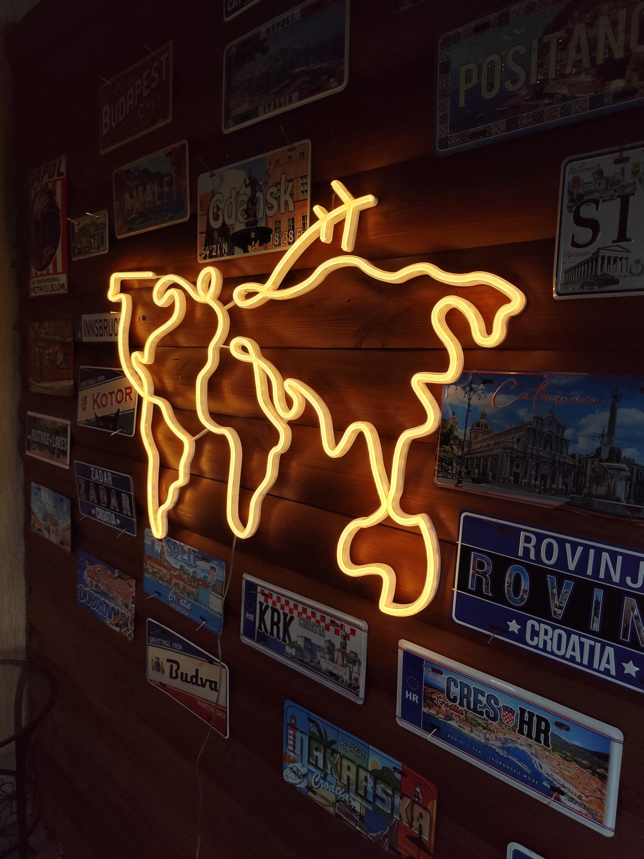 World Map Neon LED Sign Travel Wall Art Decor Custom LED Sign for Home ...