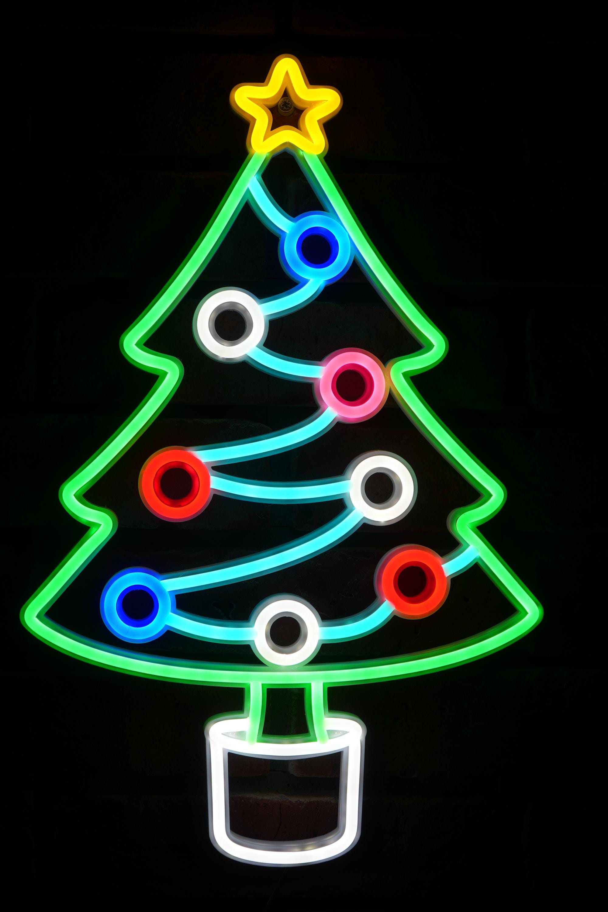 LED Neon Christmas Tree, Christmas Light Signs, Festive Holiday Wall ...