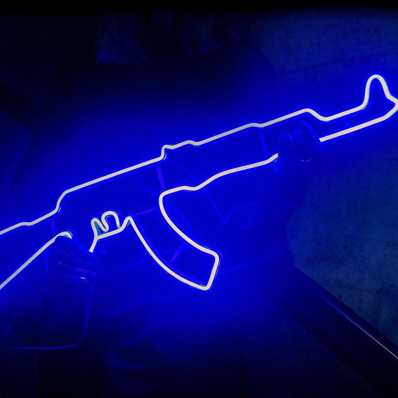 AK 47 Neon LED Sign Rifle Neon Sign Cs:go Neon Sign Gun Enthusiast Wall ...