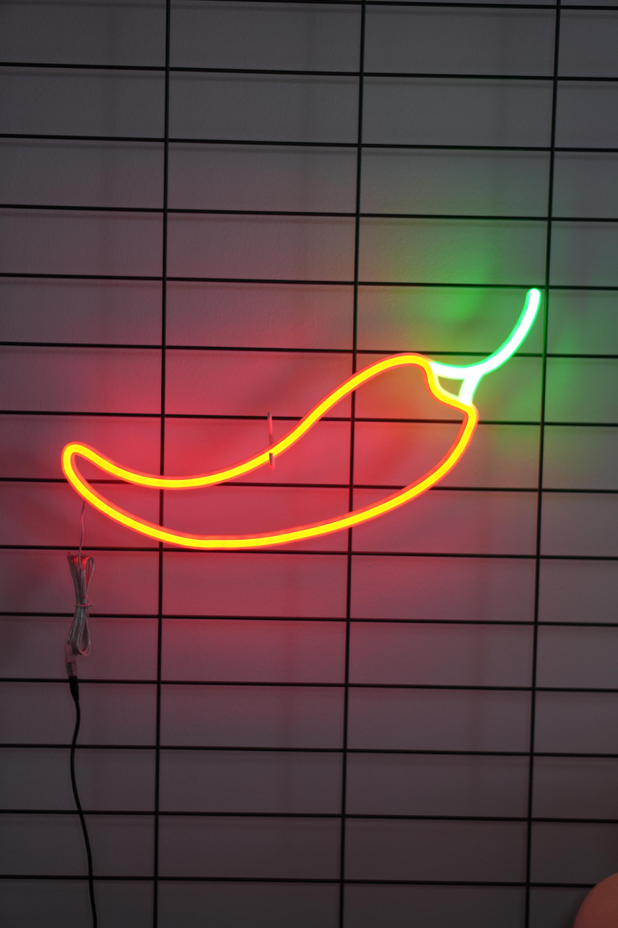 Neon Sign Wall Hang, Spicy Red Pepper Chilli Light, Kitchen Art Decor ...