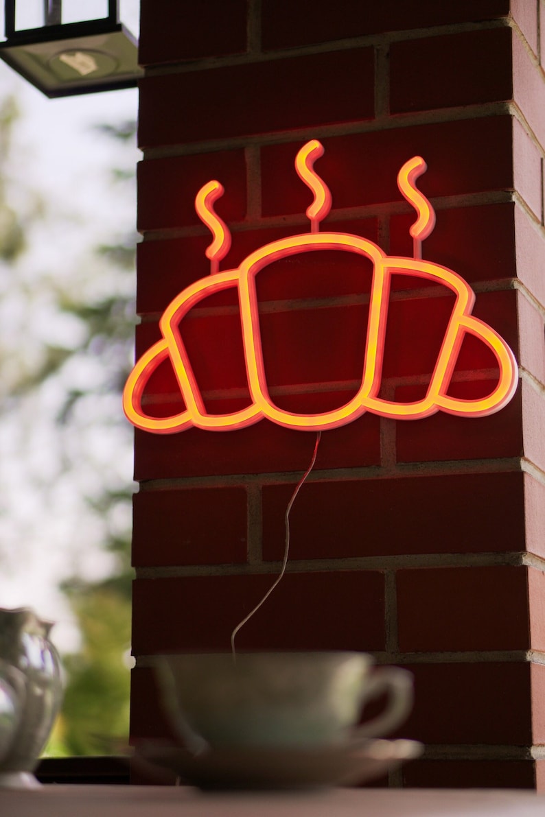 Croissant Neon LED Sign | Bakery Cafe Decor | French Pastry Wall Art ...