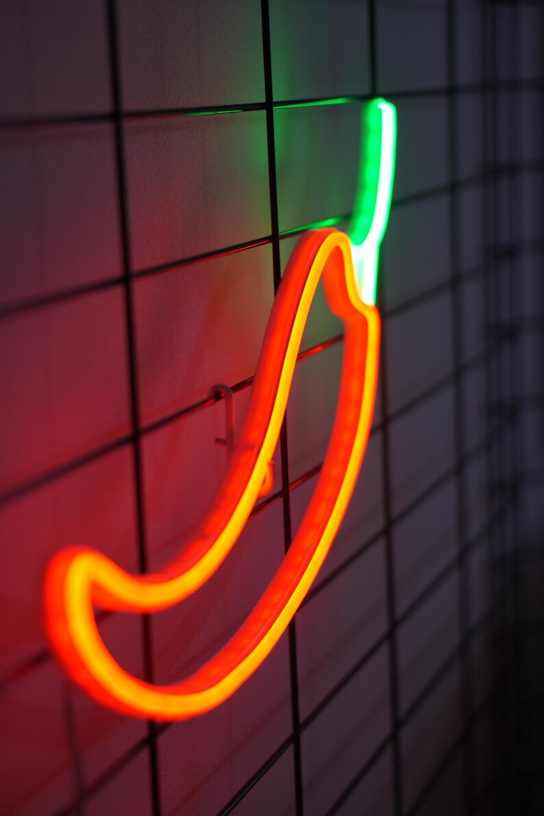 Neon Sign Wall Hang, Spicy Red Pepper Chilli Light, Kitchen Art Decor ...
