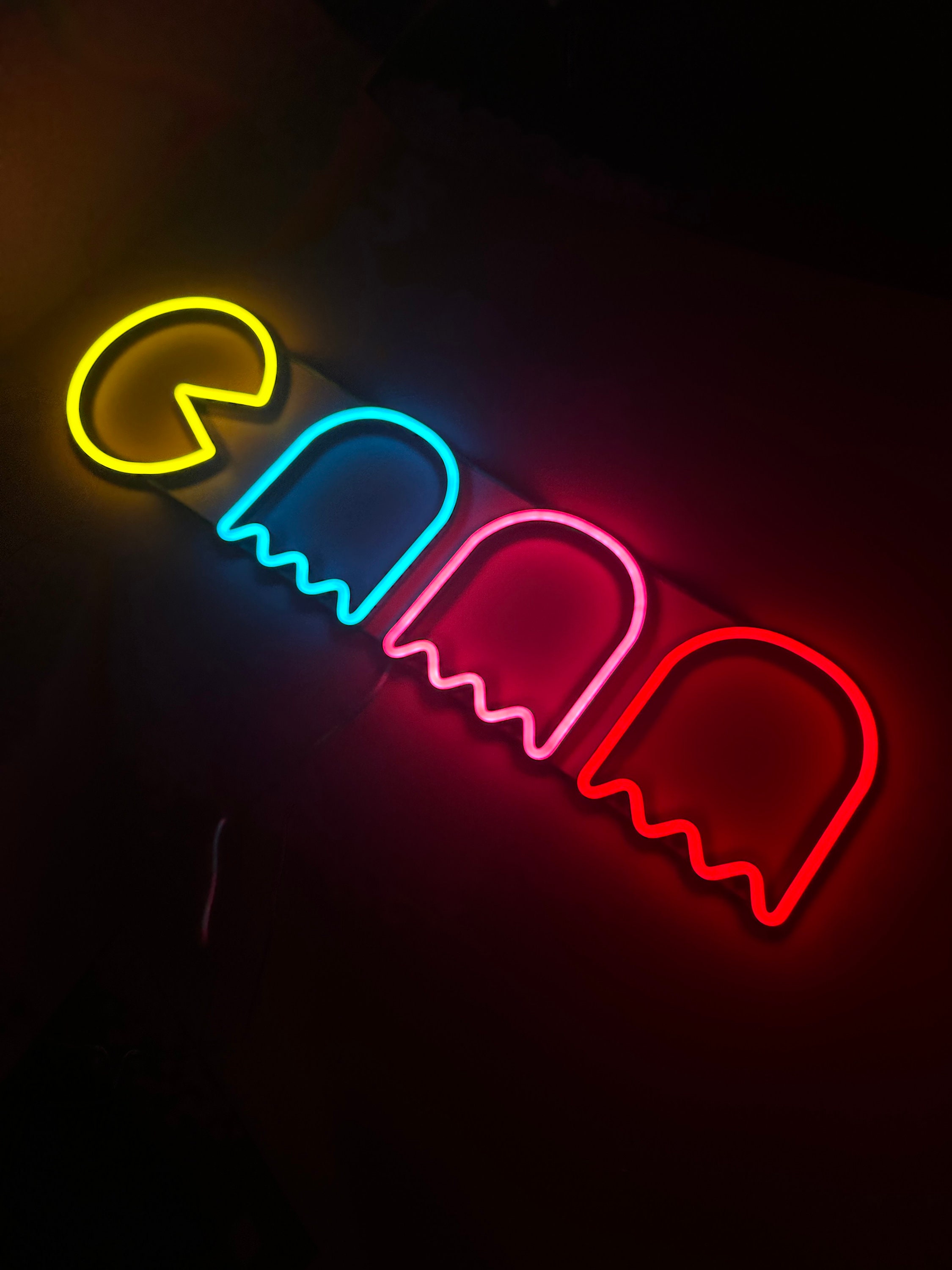 Pac Man Neon LED Sign Retro Game Wall Art Custom LED Sign Gamer Room ...