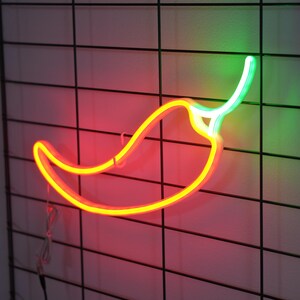 Neon Sign Wall Hang, Spicy Red Pepper Chilli Light, Kitchen Art Decor ...