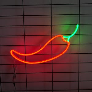Neon Sign Wall Hang, Spicy Red Pepper Chilli Light, Kitchen Art Decor ...