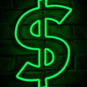 Dollar Neon Sign LED Light - Motivational Wall Art for Business Office ...