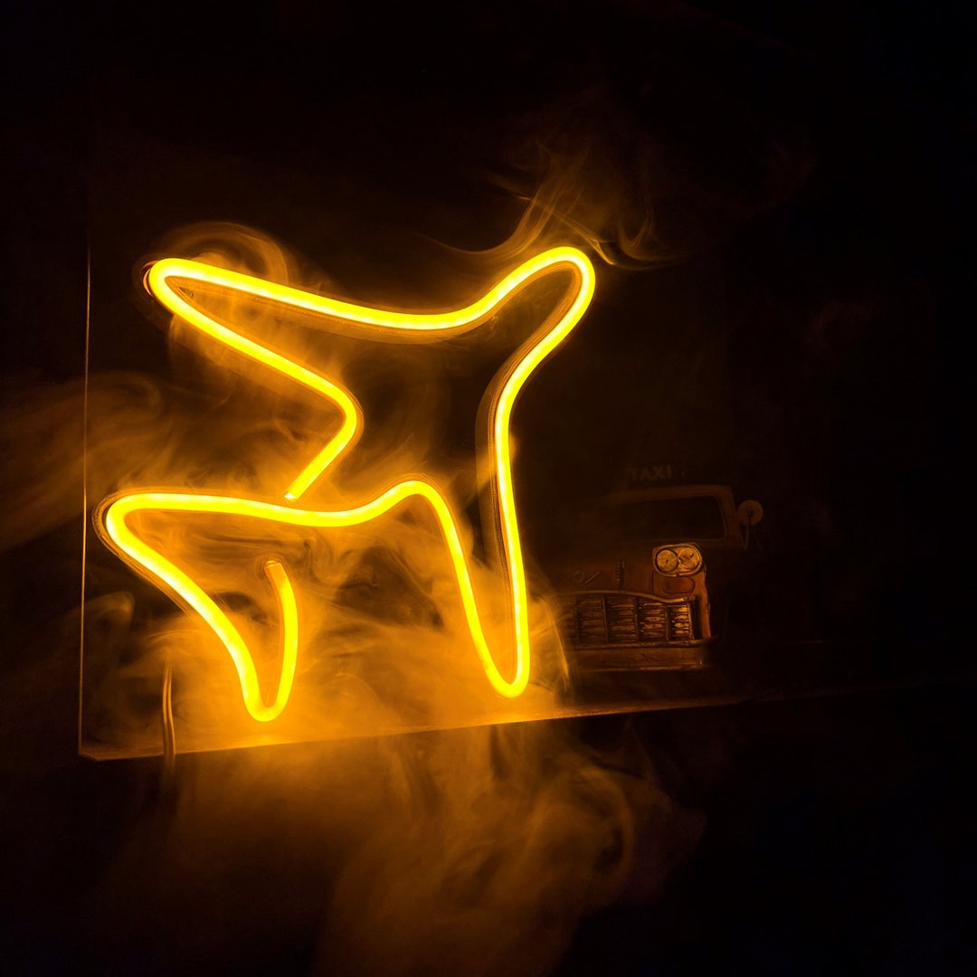 Airplane Neon LED Sign Aviation Wall Art Custom LED Sign Pilot Decor ...