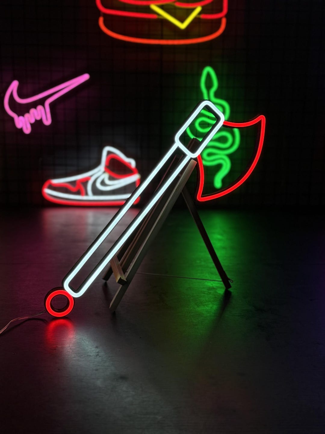 Axe Neon LED Sign, Viking Wall Decor, 3D Printed Medieval Lighting ...