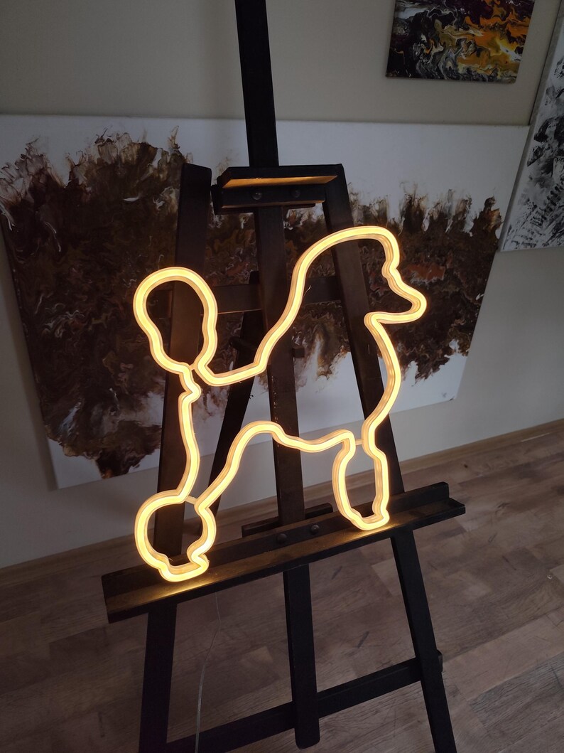 Poodle LED Neon Sign, Custom Dog Pet Wall Art Decor, RGB 11 Colors ...