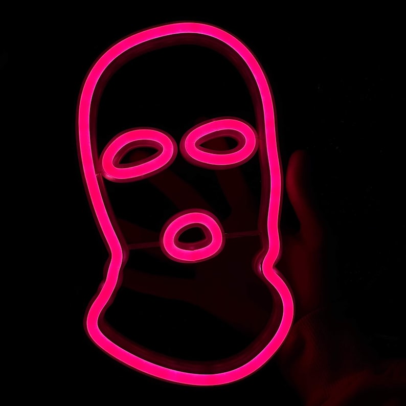 Neon 3D Printed Lightup Sign | Balaclava LED Wall Art | Cool Urban ...