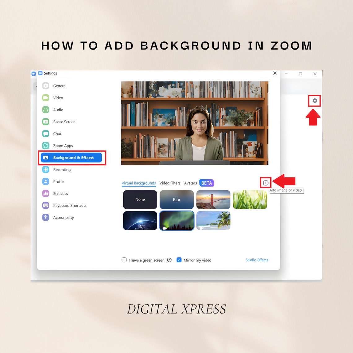 Wooden Bookshelf Zoom Background for Meetings, Zoom Digital Virtual ...