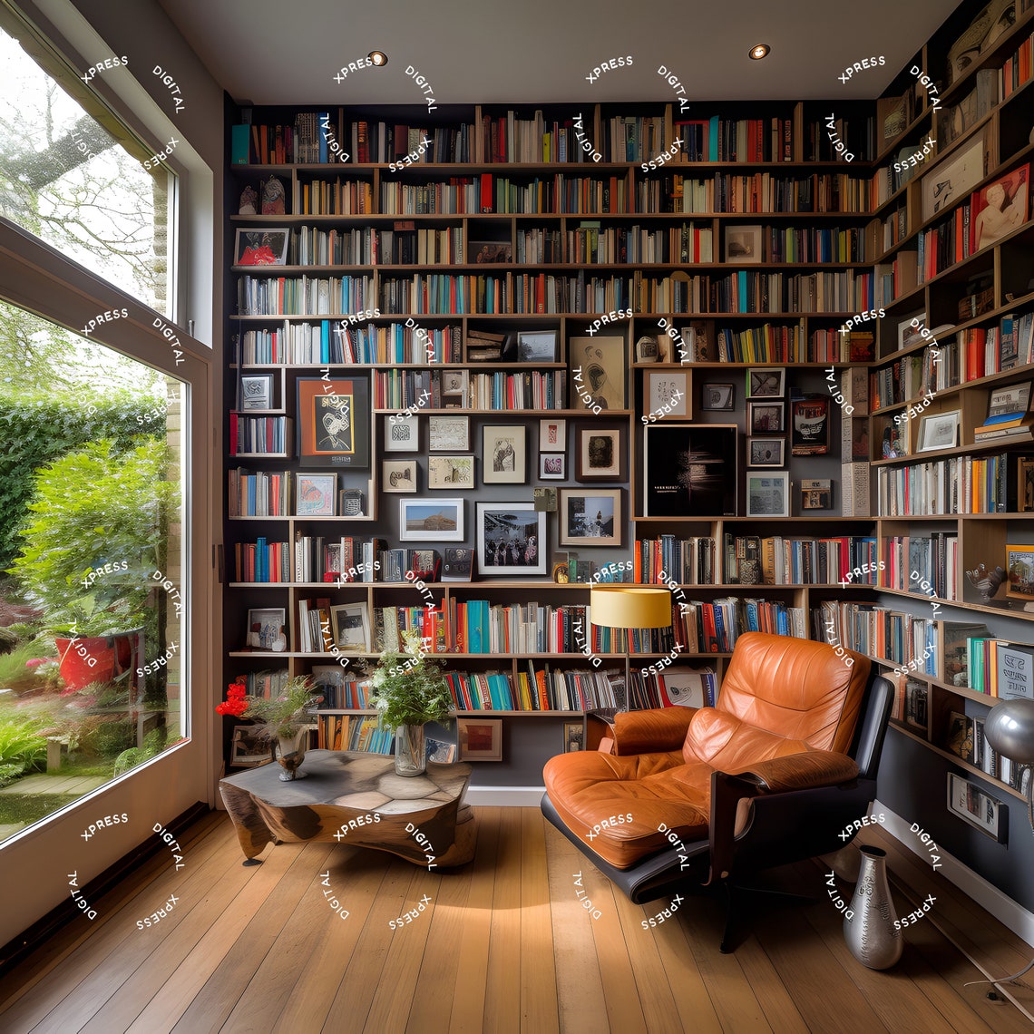 Bookcase Zoom Virtual Backgrounds Backdrop Office Background - Etsy