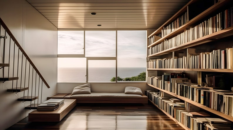 Bookcase Zoom Virtual Backgrounds Backdrop Office Background - Etsy